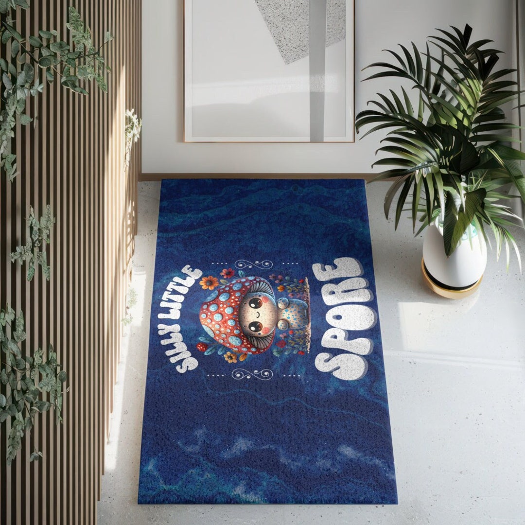 Cutecore Mushroom Rug, Blue Area Rug, Kawaii Large Rug, Funky Area Rug ...