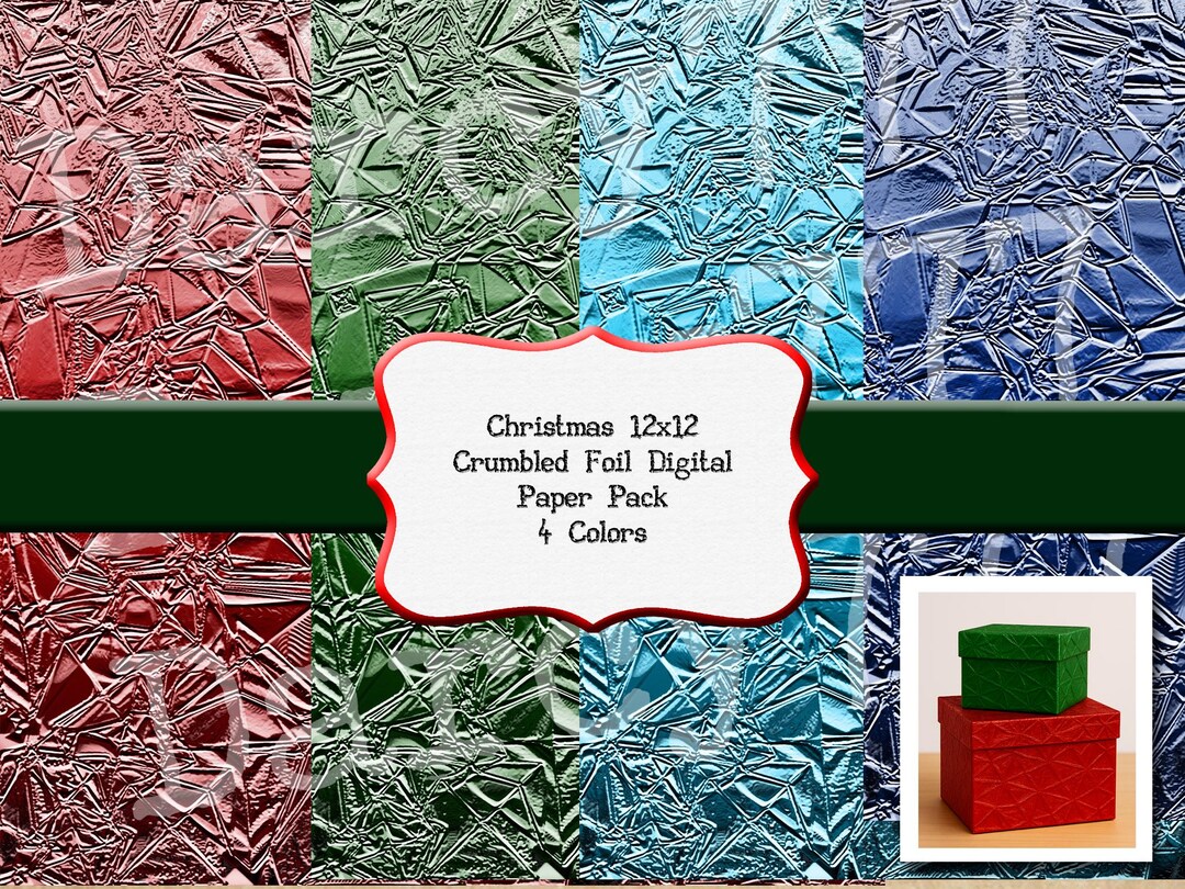Christmas Colors Foil Digital Papers 12x12 Crumpled Metallic Looking ...