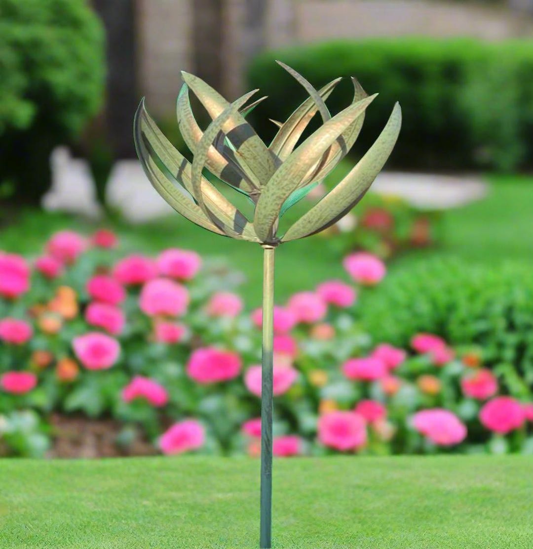 Belgravia Verdigris Powder Coated Steel Flower Windspinner for Outdoors ...