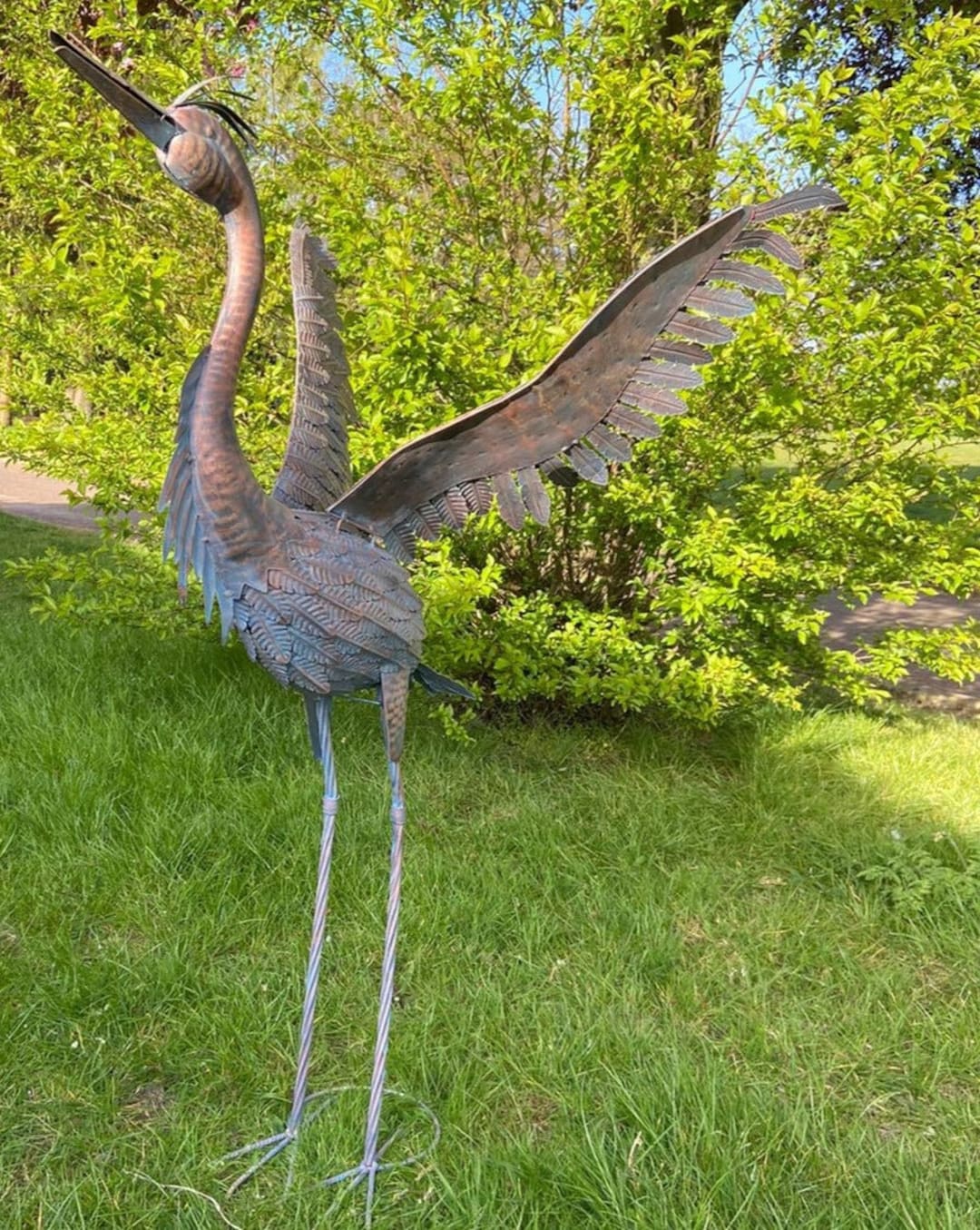 Large Bronze Heron 107CM | Garden Statue | Bird Yard Art | Outdoor ...