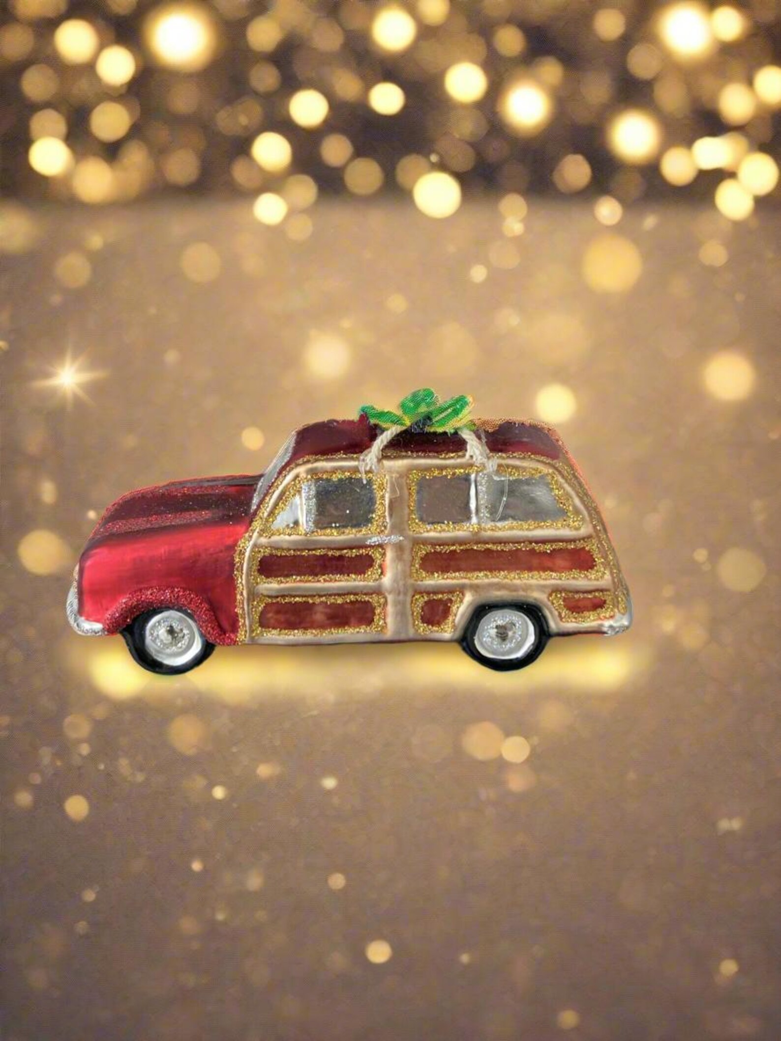 Glass Christmas Car With Tree Christmas Bauble Tree Hanging Decoration ...