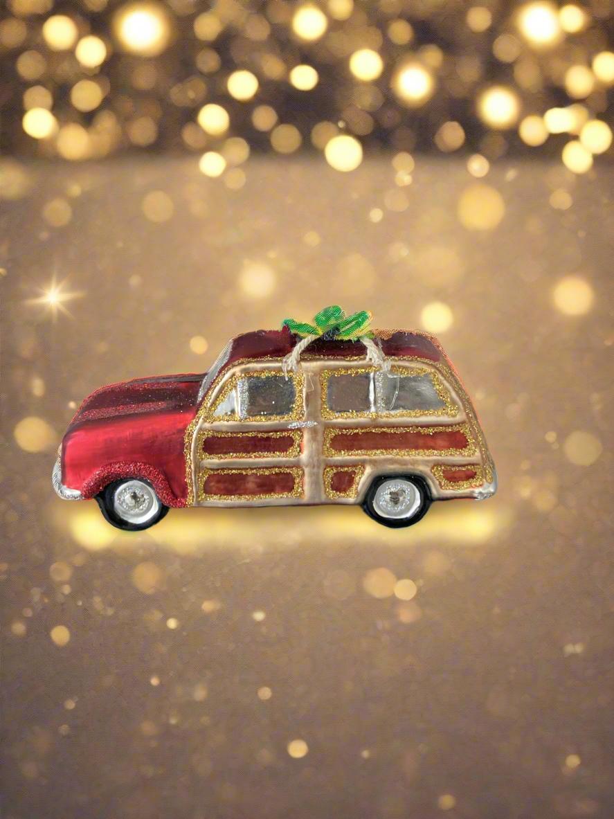Glass Christmas Car With Tree Christmas Bauble Tree Hanging Decoration ...