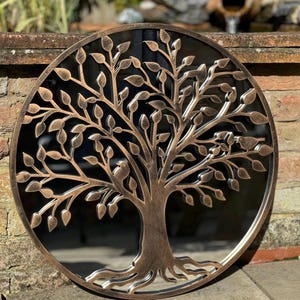 Tree of Life Bronze Resin Touch Outdoor/indoor Mirror/ Mirrored Wall ...