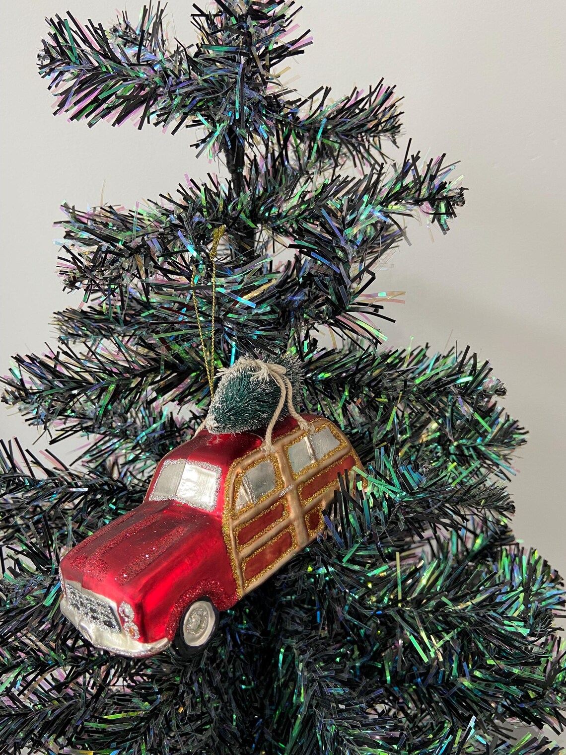 Glass Christmas Car With Tree Christmas Bauble Tree Hanging Decoration ...