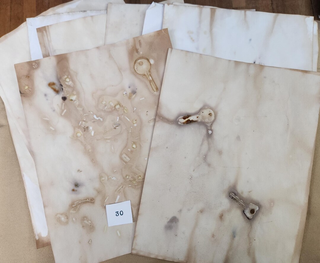 Papers - 12 Unique Sheets, Tea, Rust, and Flower Stained, Handmade ...