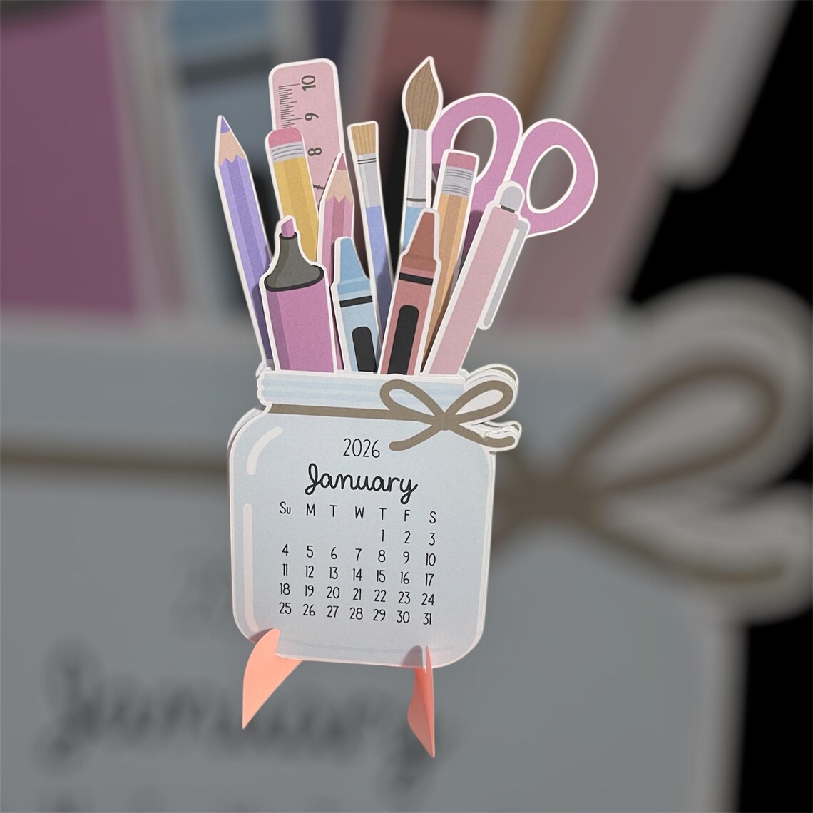 2026 MINI Desktop Calendar | Cutout Arts and Crafts | Teacher Gift - Etsy
