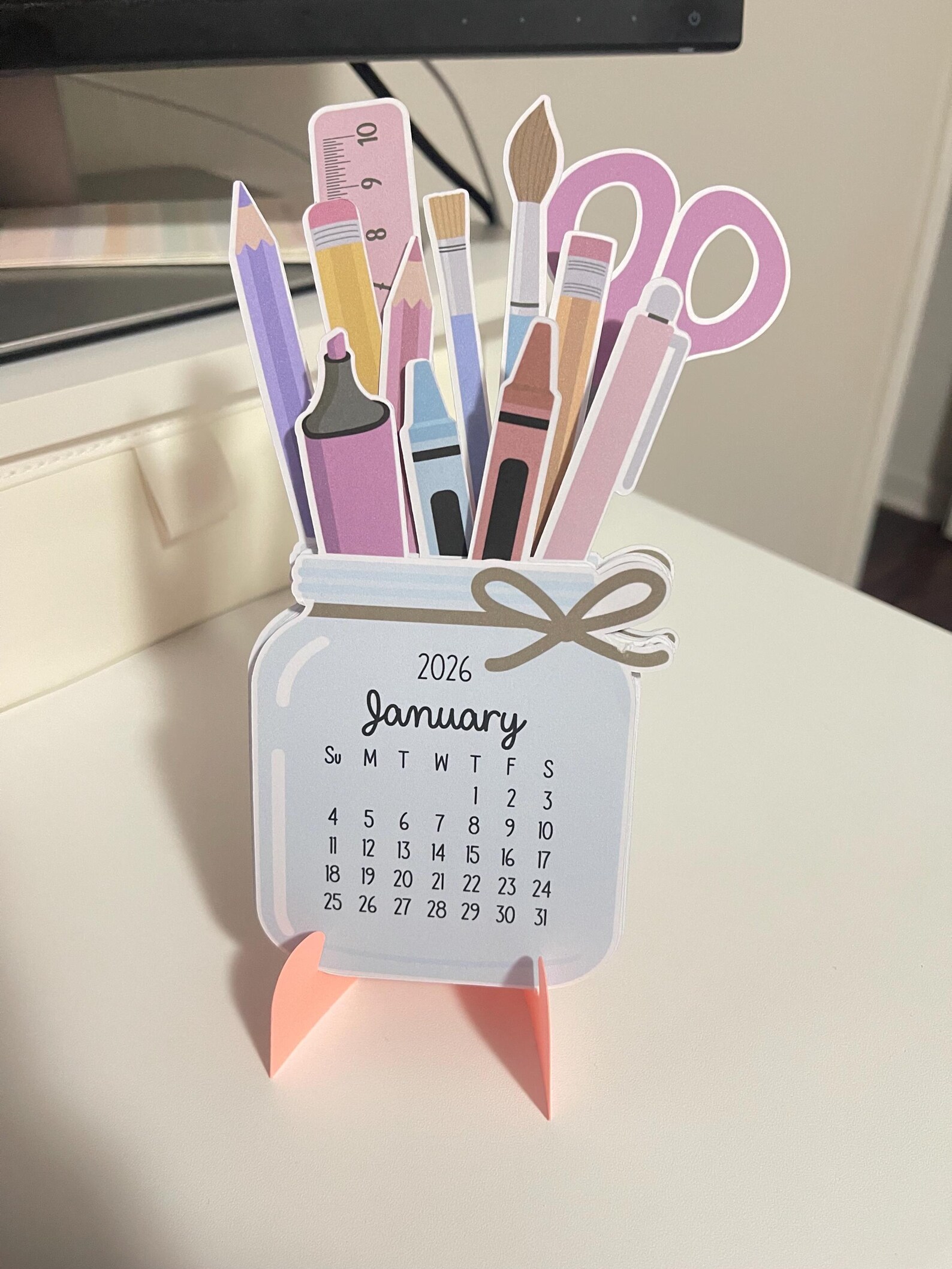 2026 MINI Desktop Calendar | Cutout Arts and Crafts | Teacher Gift - Etsy