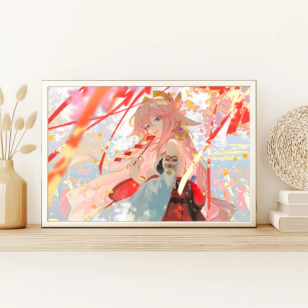 Genshin Impact Yae Miko Poster, High Quality Canvas Poster Print, Gifts ...