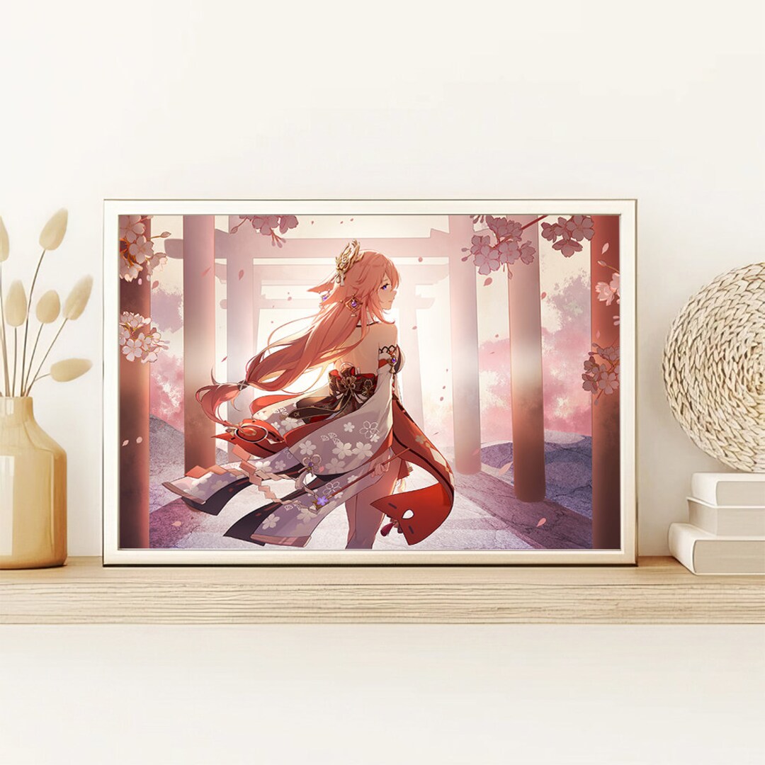 Genshin Impact Yae Miko Poster, High Quality Canvas Poster Print, Gifts ...