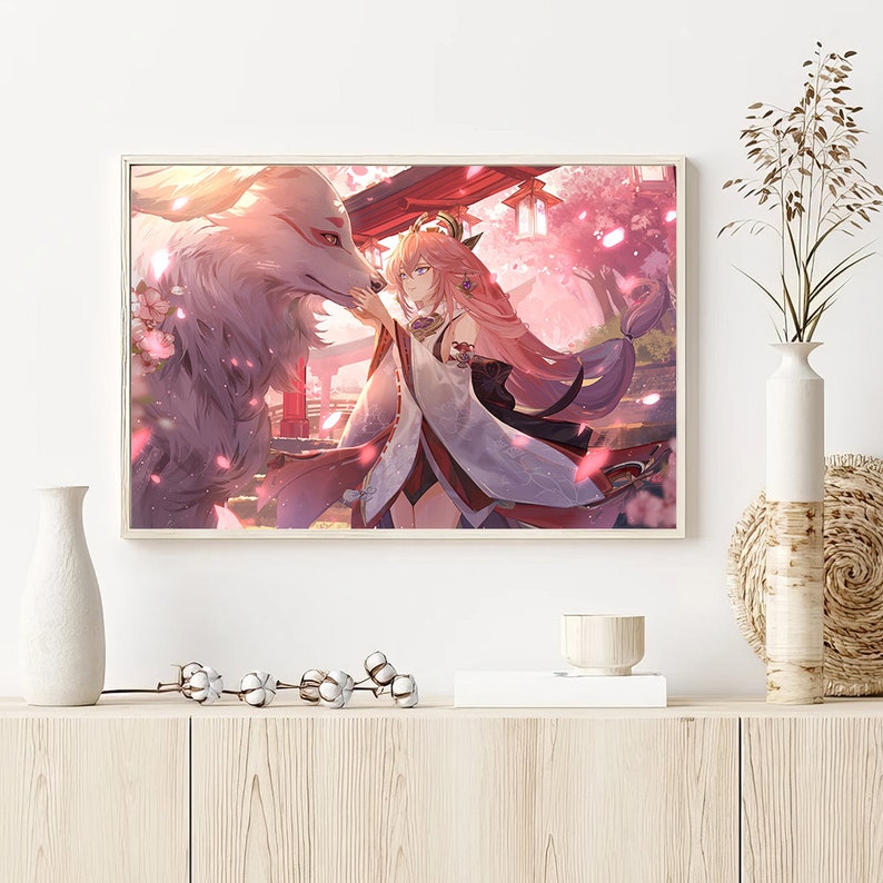 Genshin Impact Yae Miko Poster, High Quality Canvas Poster Print, Gifts ...