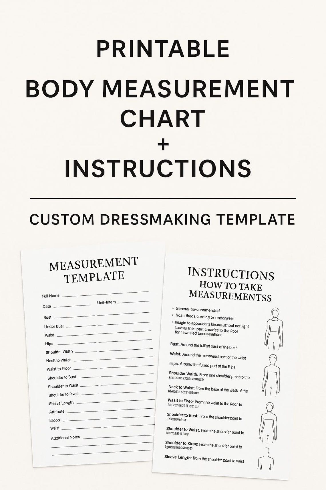 Printable Body Measurement Chart + Instructions – Custom Dressmaking ...