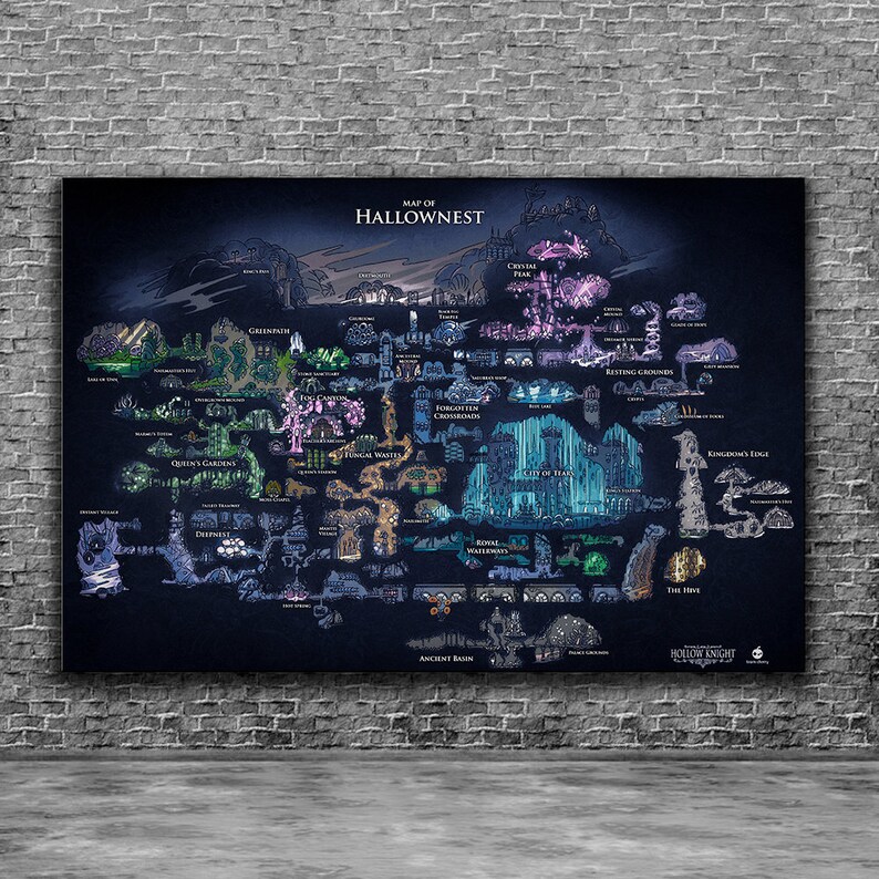 Hollow Knight Map Posters High Quality Canvas Wall Art Room Decor ...