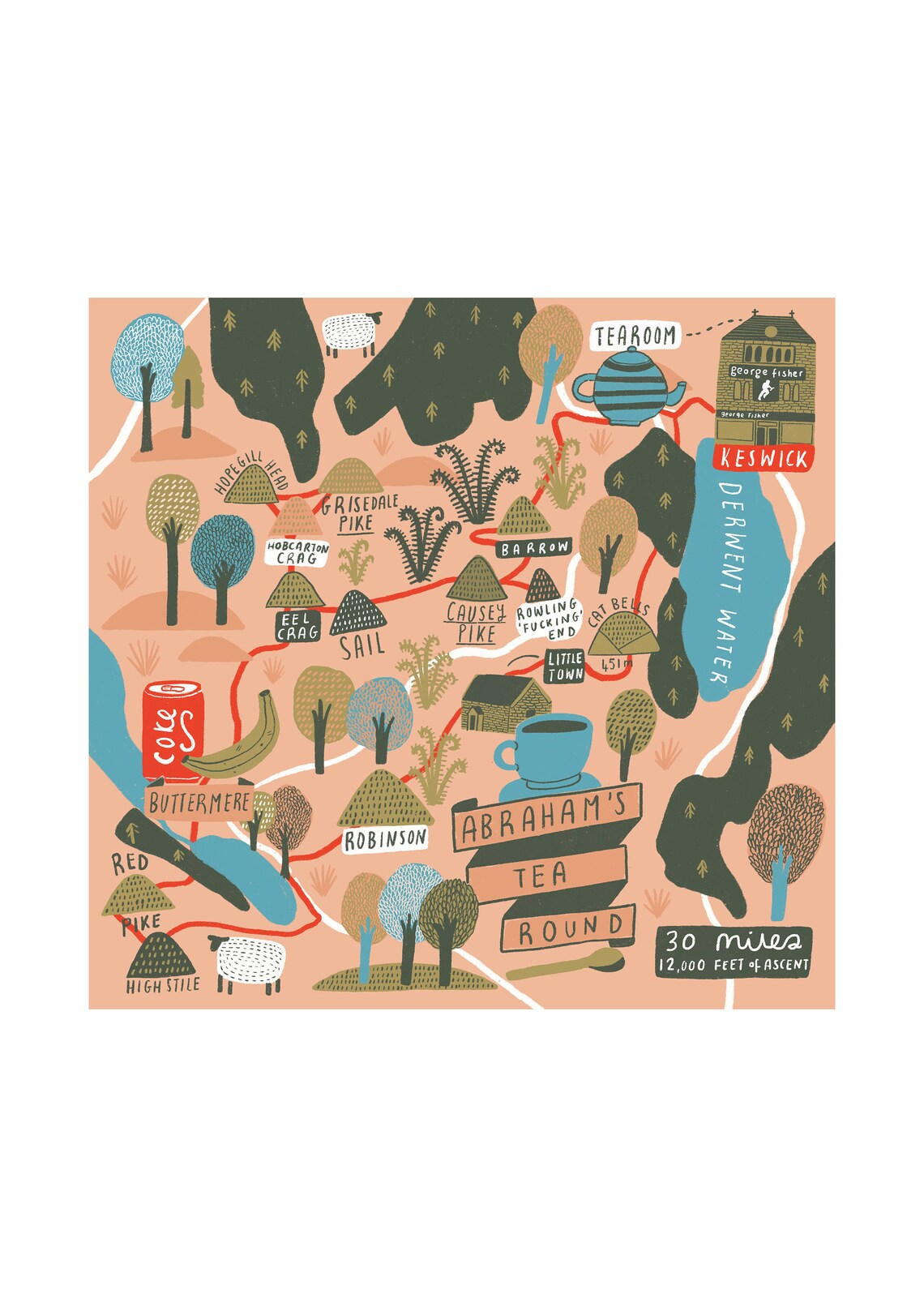 Tea Round Illustrated Map - Etsy UK