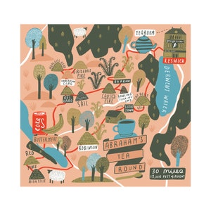 Tea Round Illustrated Map - Etsy UK
