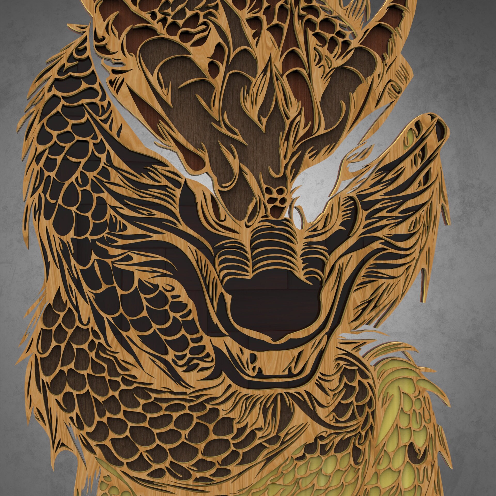 Laser Cut Files Wooden Dragon 5 Layer Ai,dxf,cdr,svg,pdf - Etsy