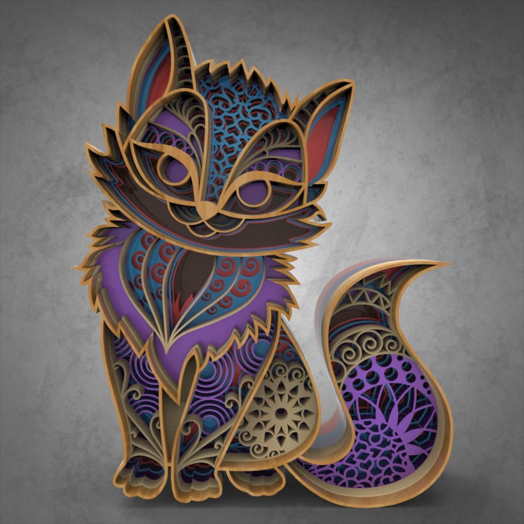 Laser Cut Files KITTY - CAT Layered Svg File and Cricut Svg File, Laser ...