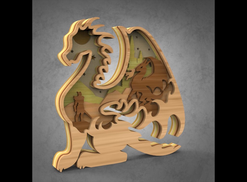 Dragon Multilayer SVG/ Dragon Cut File/ 3D Layer/ Plywood Cutting ...