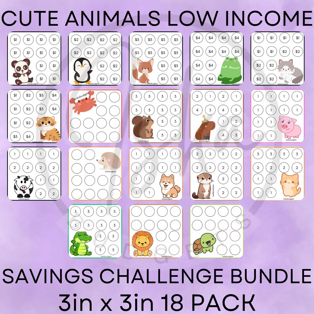 Animal Savings Challenge Bundle | Low Income Budgeting (digital ...