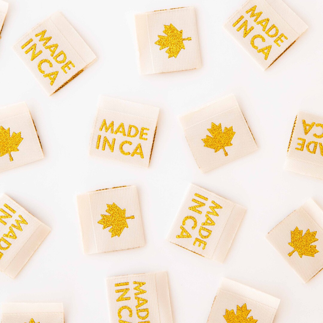 Made in Canada Maple Leaf Metallic Gold Sewing Labels - 8 Pack - Sewing ...