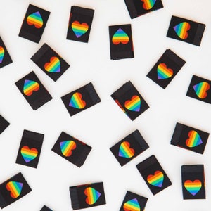Pride Rainbow Heart Sewing Labels - 8 Pack - Woven Labels for Clothes ...