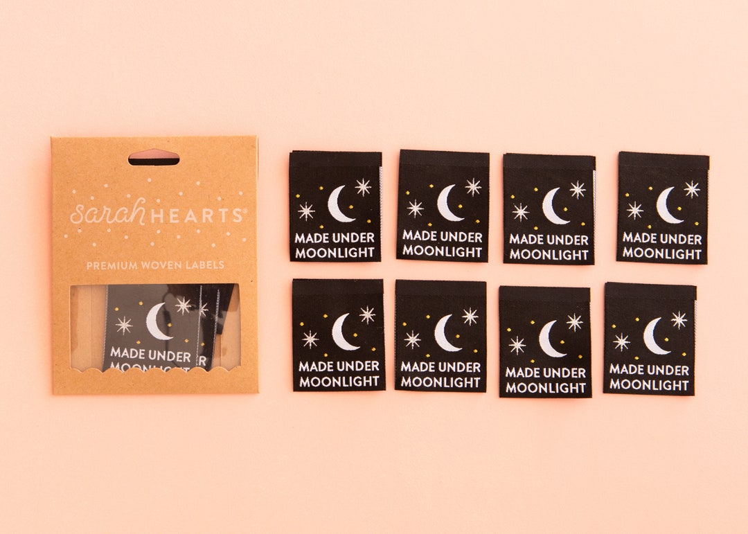 Made Under Moonlight Star Moon Woven Labels 8 Pack Sewing Woven ...