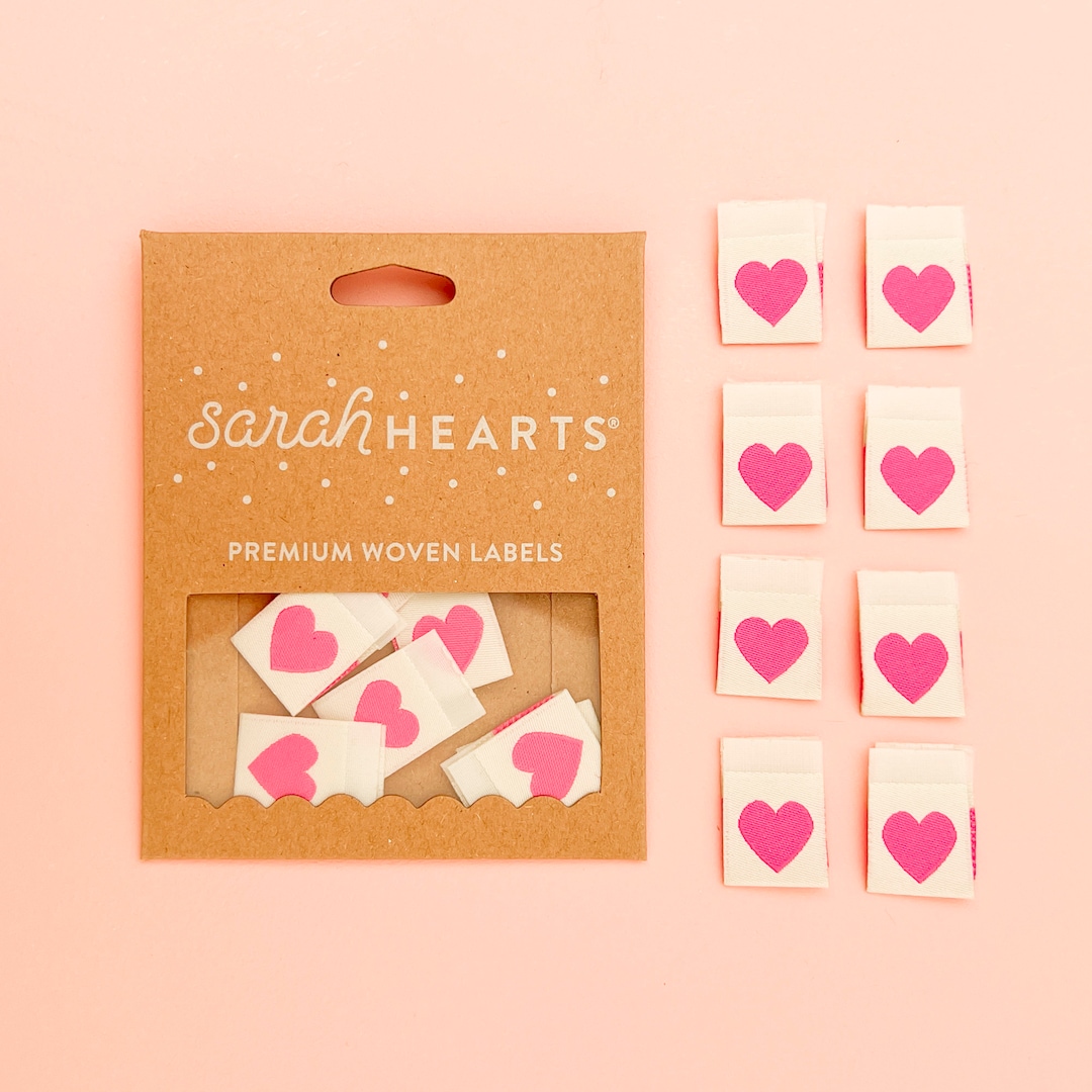 Pink Heart Woven Labels 8 Pack Sewing Labels for Clothes and Quilts ...