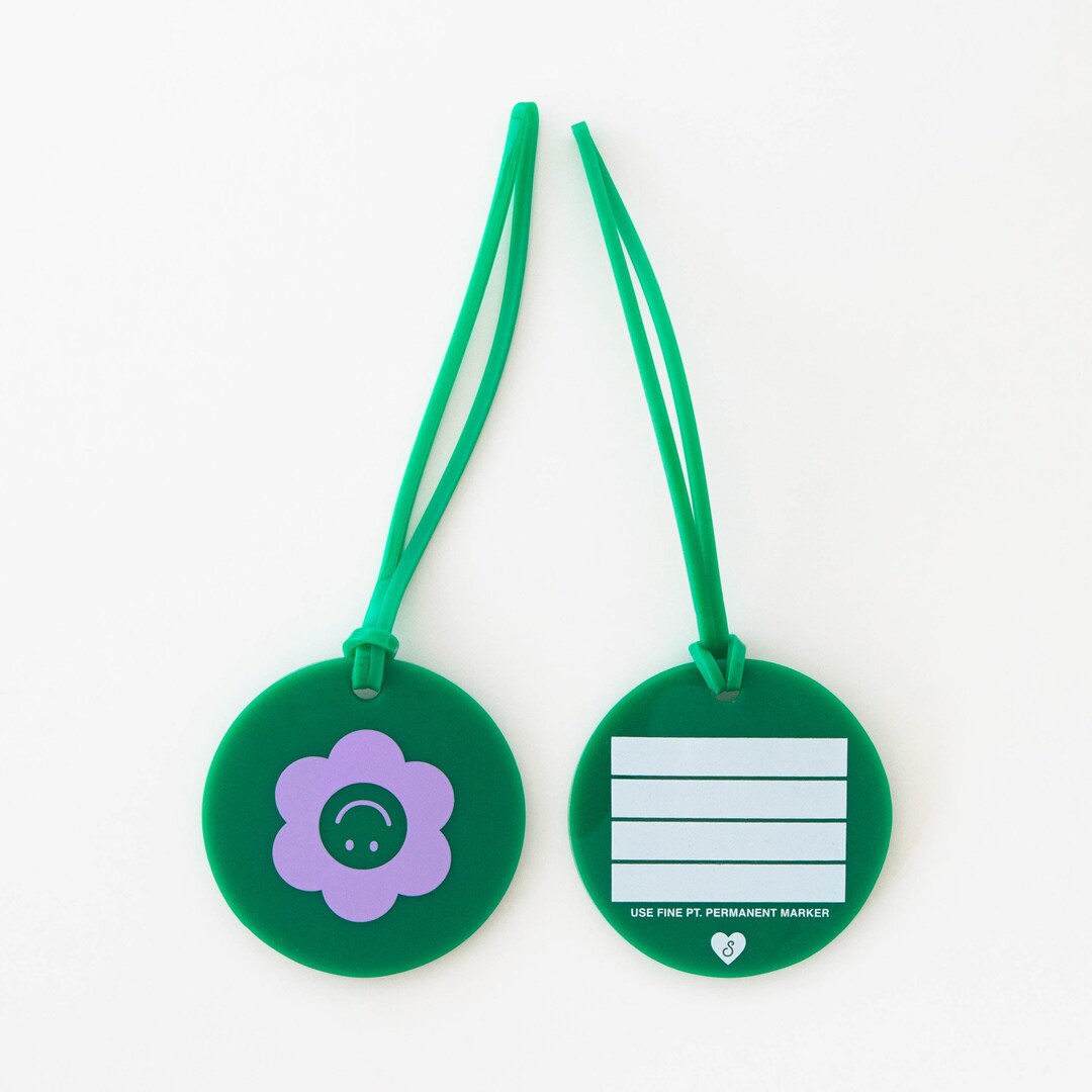Smiley Daisy Luggage Tag - Soft Vinyl Bag Tag - Travel Gift - Etsy
