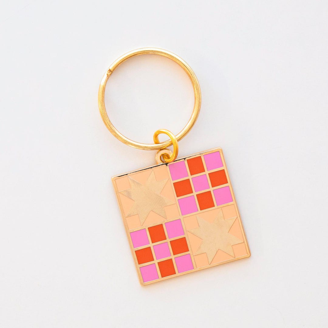 Quilt Block Enamel Keychain - Quilter Bag Charm - Etsy