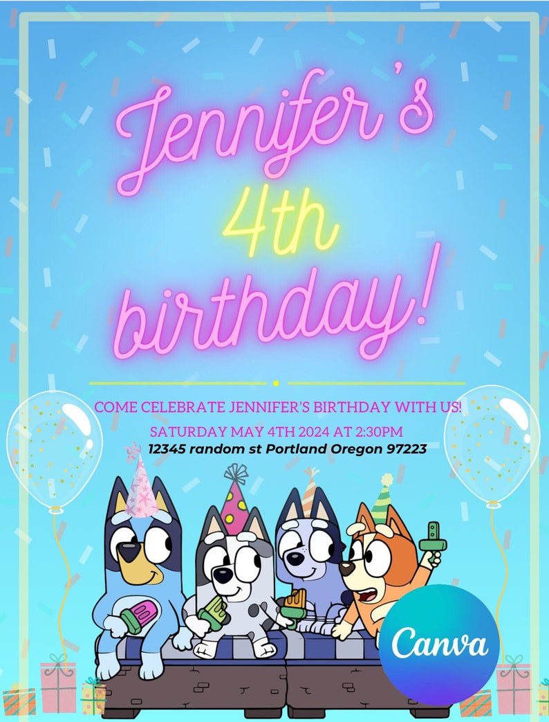 Bluey Birthday Invitation Digital - Etsy