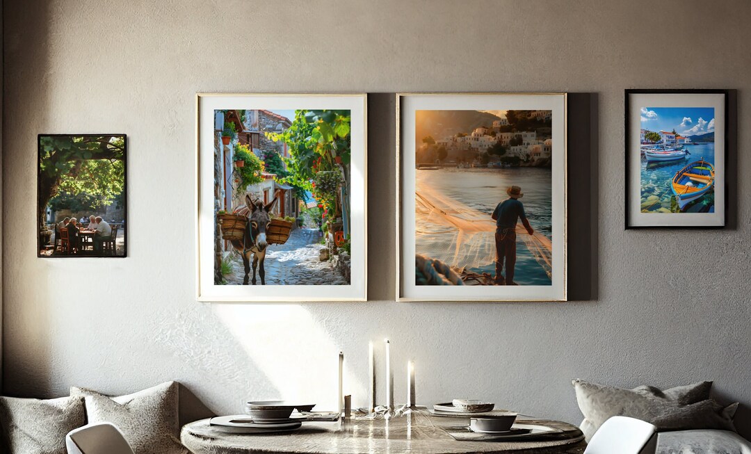 Greece Wall Art, Set of 4, Greek Home Decor, Digital Print Instant ...