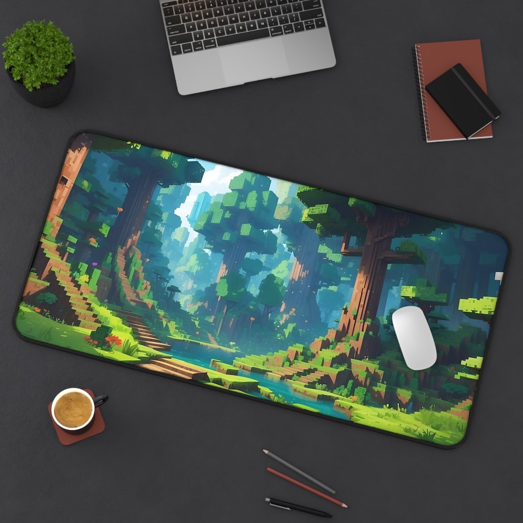 Minecraft Dark Forest Biome Gaming Desk Mat 1 Aesthetic Gaming Art ...