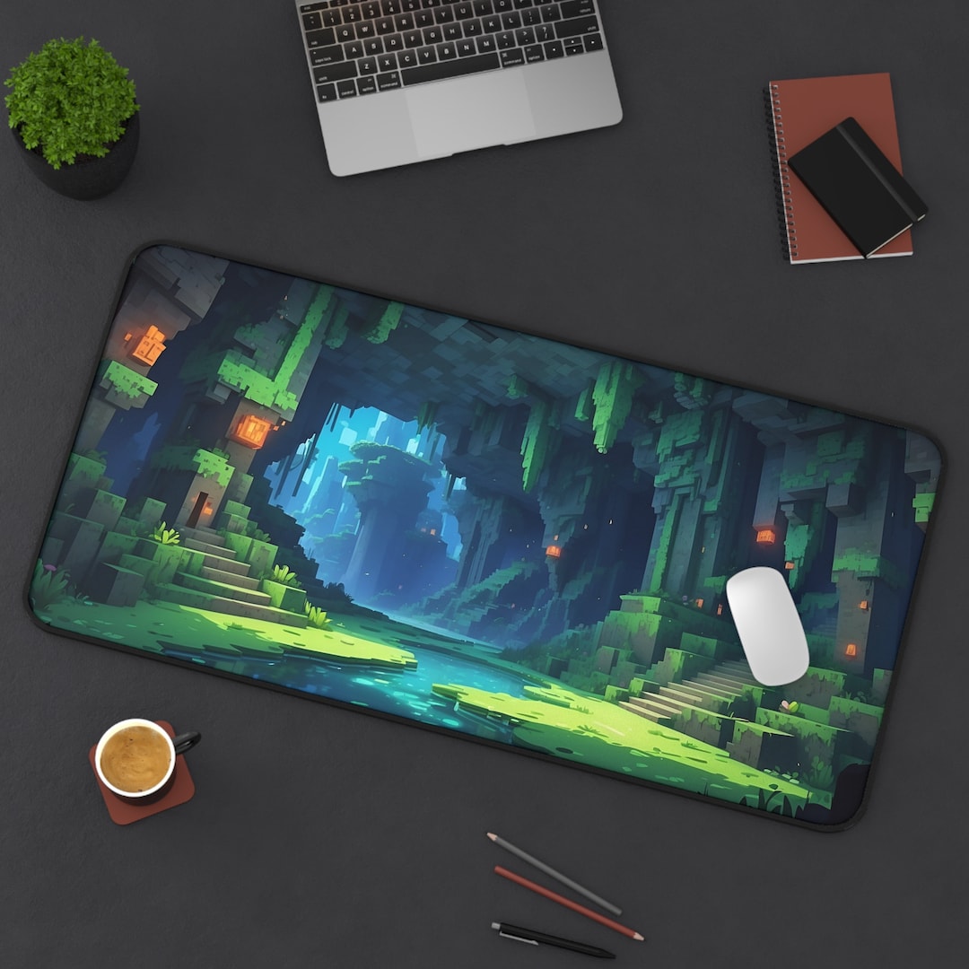 Minecraft Lush Cave Biome Gaming Desk Mat Aesthetic Gaming Art Gaming ...