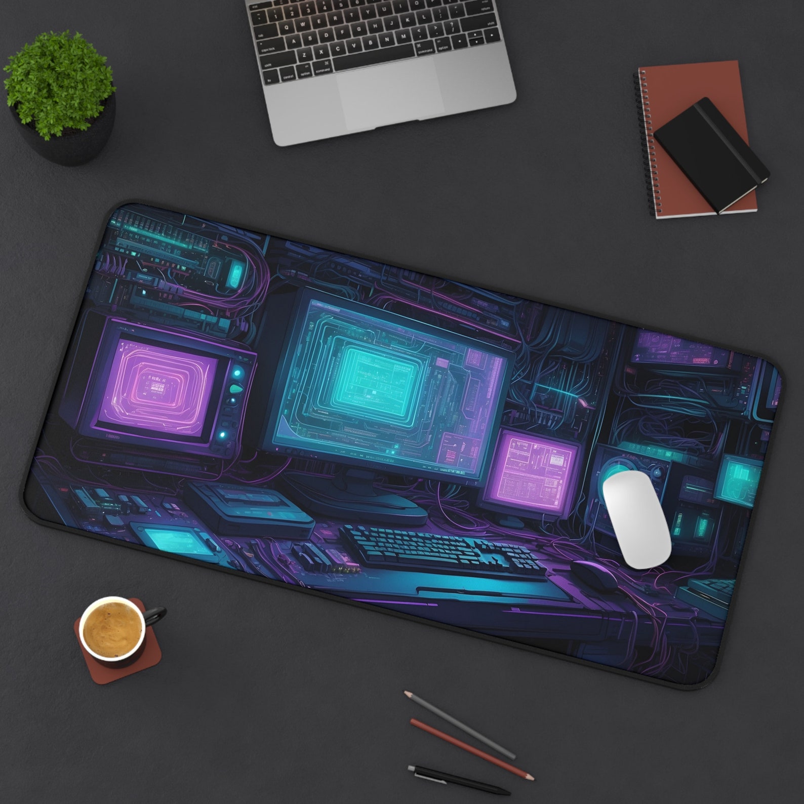 Dystopian Hacker Computer Gaming Desk Mat Aesthetic Art Gaming Computer ...