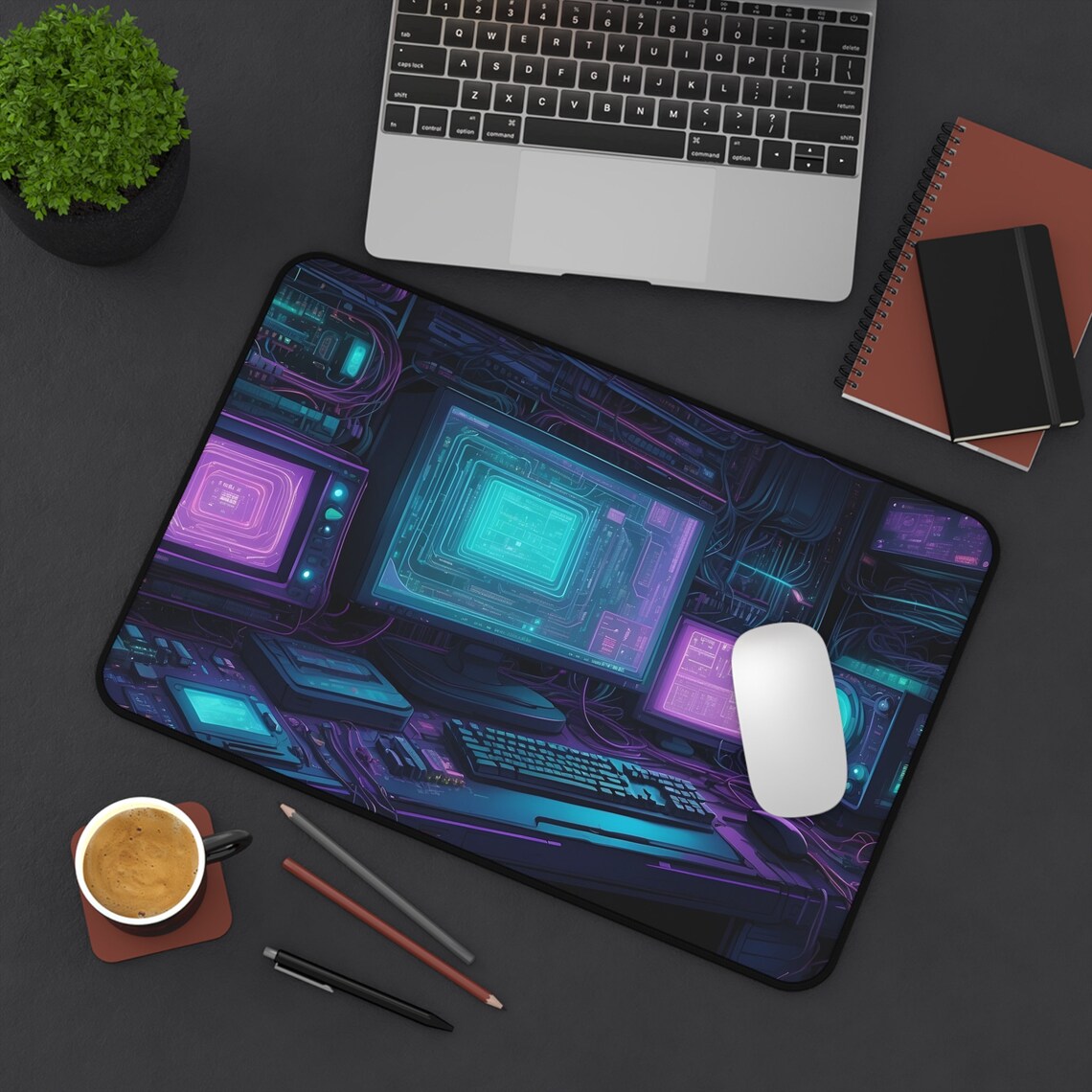 Dystopian Hacker Computer Gaming Desk Mat Aesthetic Art Gaming Computer ...