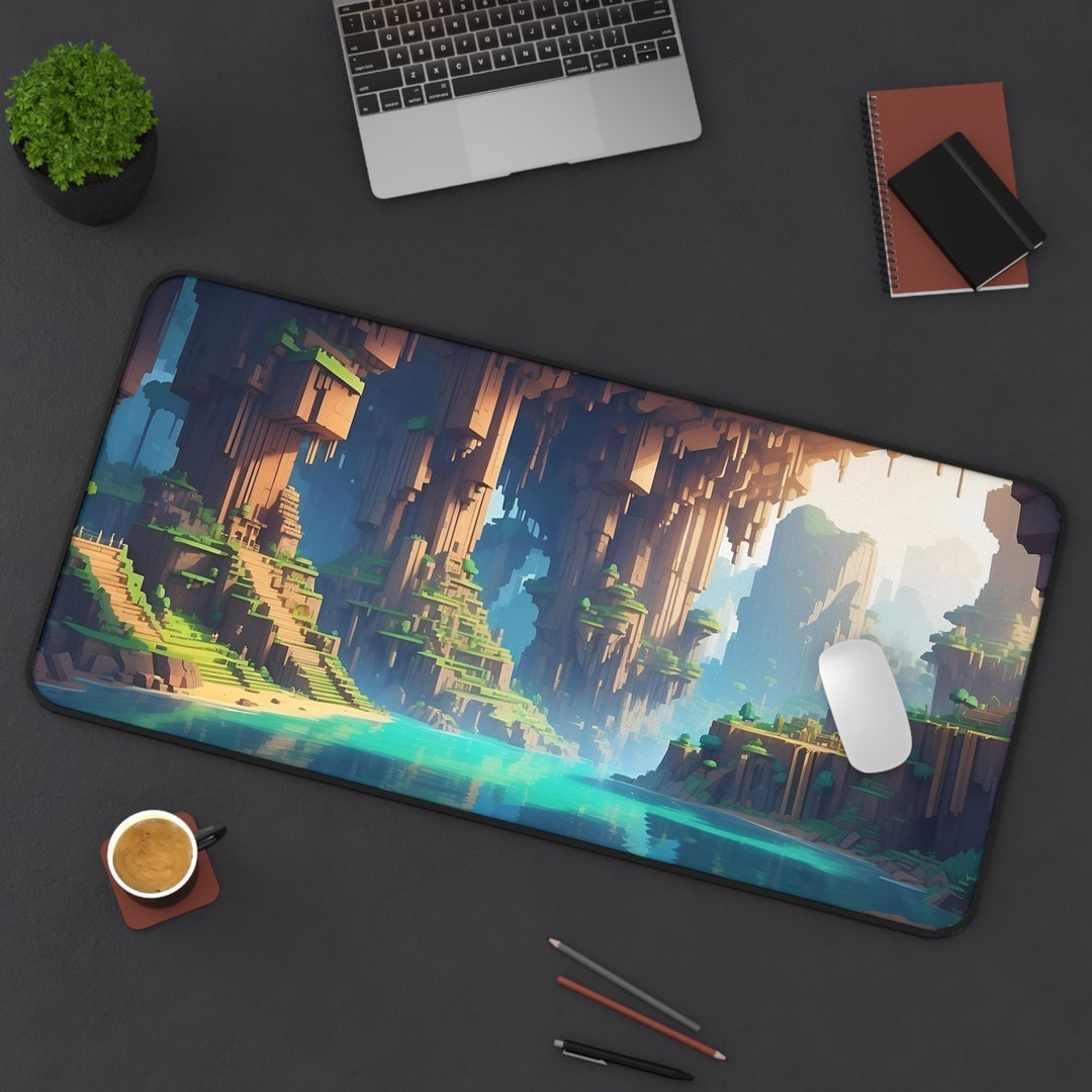 Minecraft Caves Biome Gaming Desk Mat 1 Aesthetic Gaming Art Gaming ...