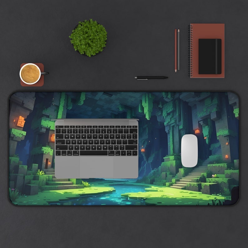 Minecraft Lush Cave Biome Gaming Desk Mat Aesthetic Gaming Art Gaming ...
