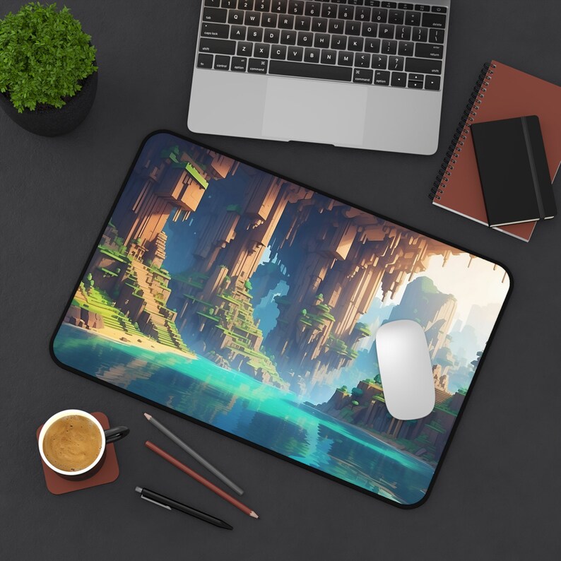 Minecraft Caves Biome Gaming Desk Mat 1 Aesthetic Gaming Art Gaming ...
