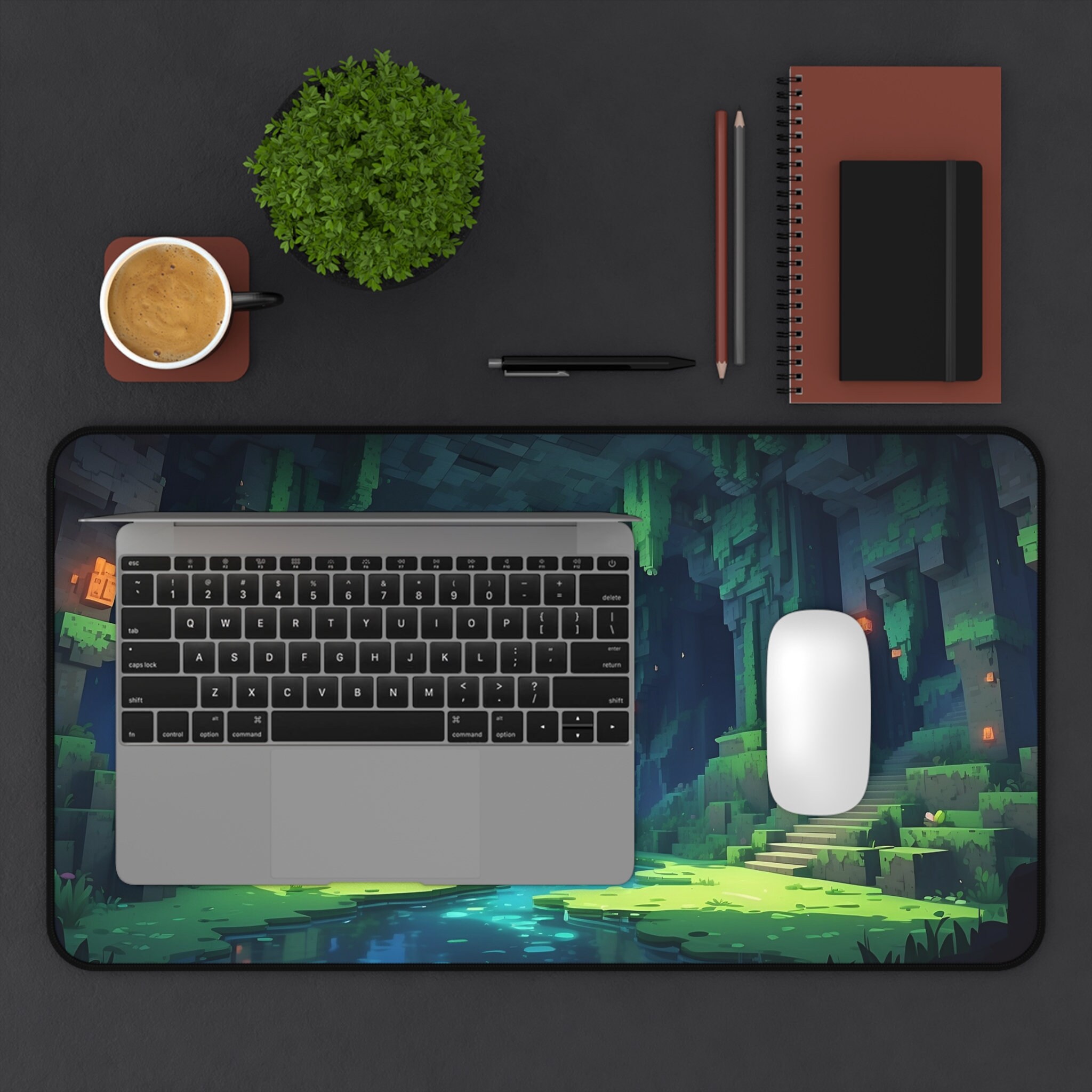 Minecraft Lush Cave Biome Gaming Desk Mat Aesthetic Gaming Art Gaming ...