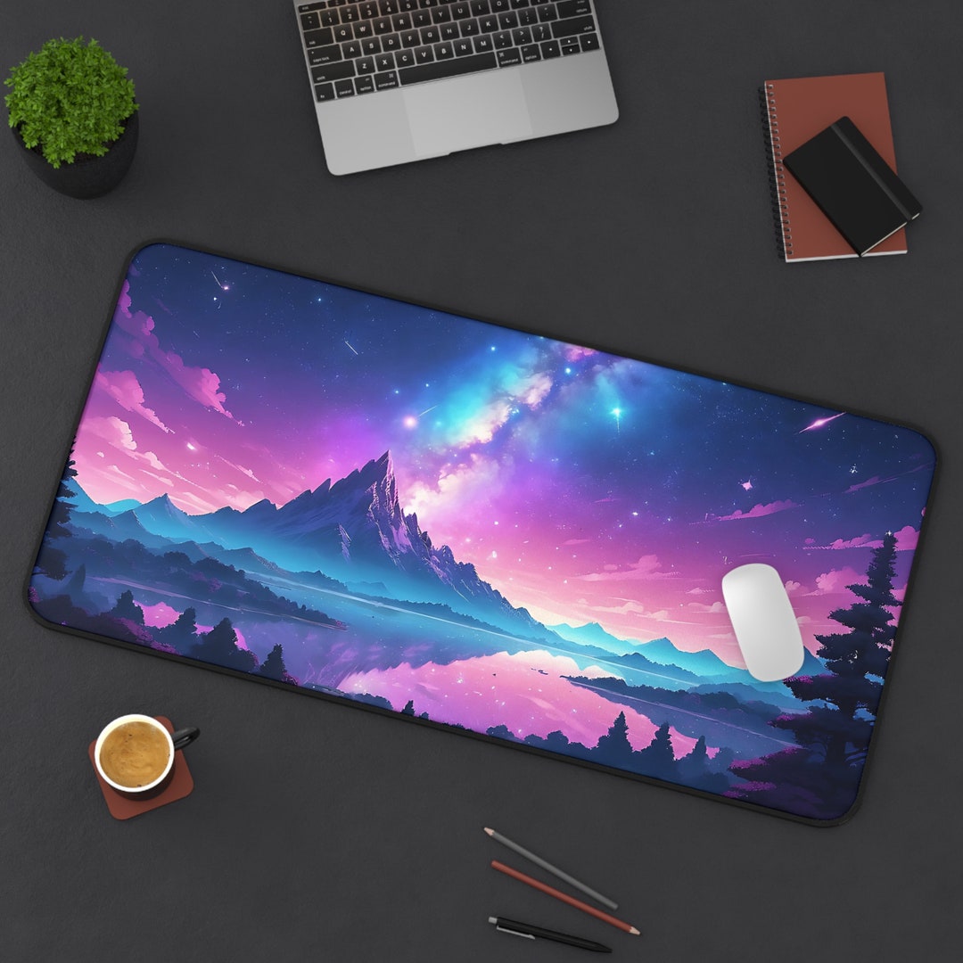 Milky Way Starry Night Gaming Desk Mat Aesthetic Gaming Art Gaming ...