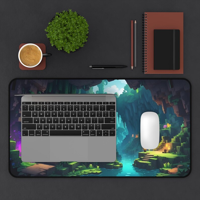 Minecraft Inspired Lush Cave Biome Hidden Nether Portal Desk Mat - Etsy