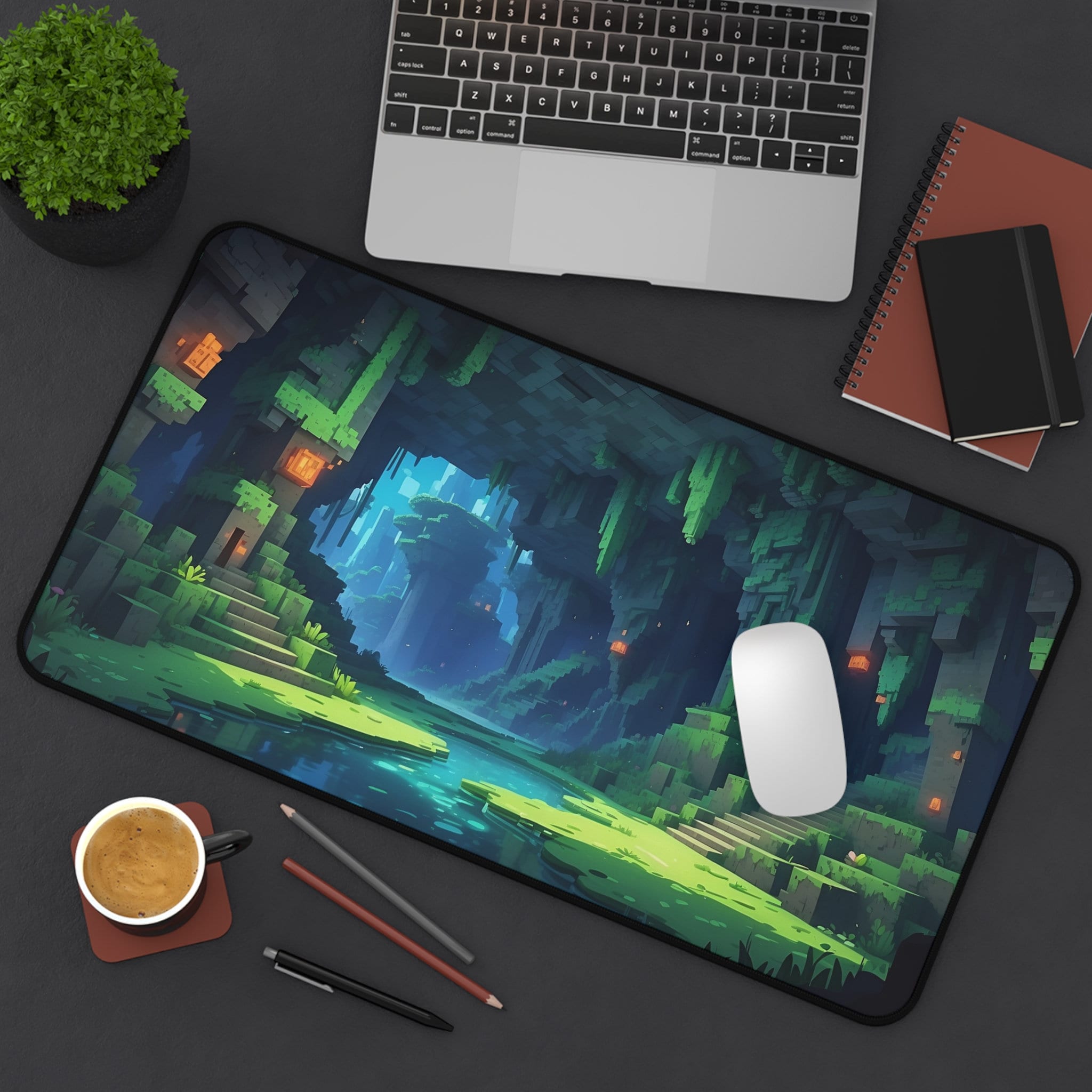 Minecraft Lush Cave Biome Gaming Desk Mat Aesthetic Gaming Art Gaming ...
