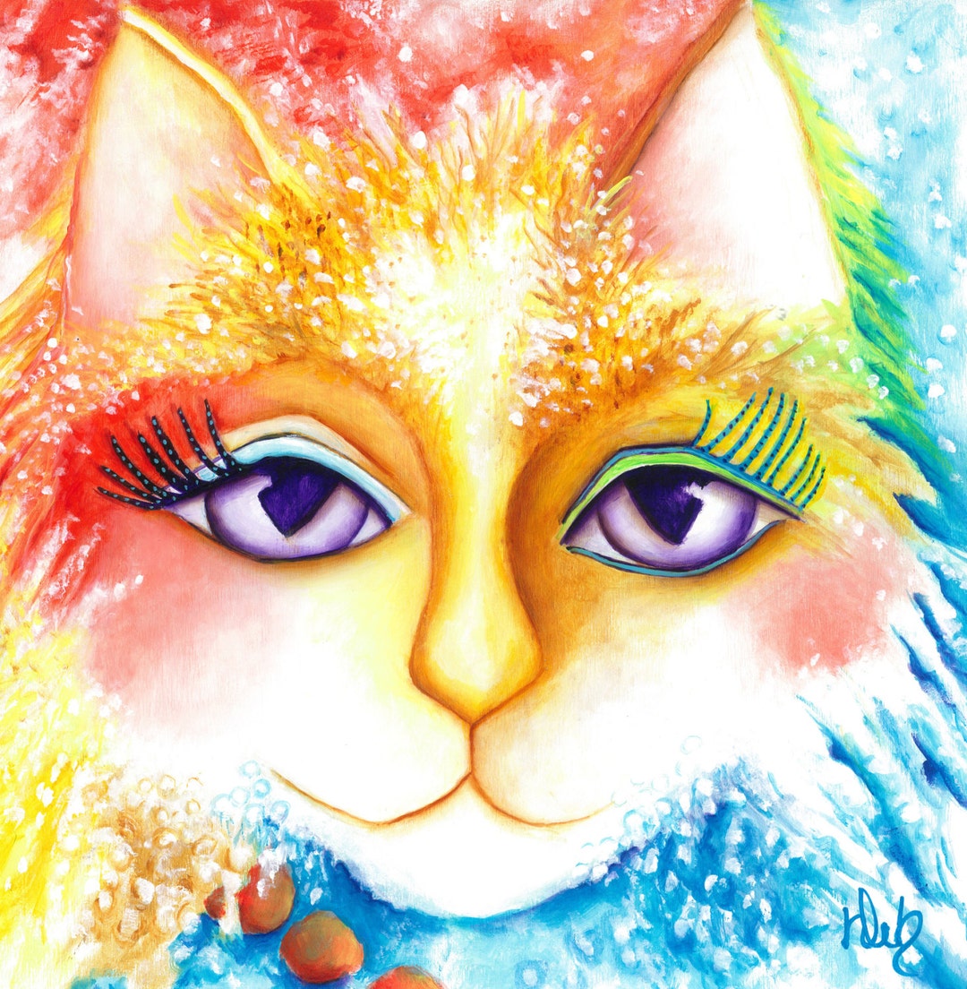 Cat Abstract PRINT of Original Art Print Offered in Three Sizes SPRING ...