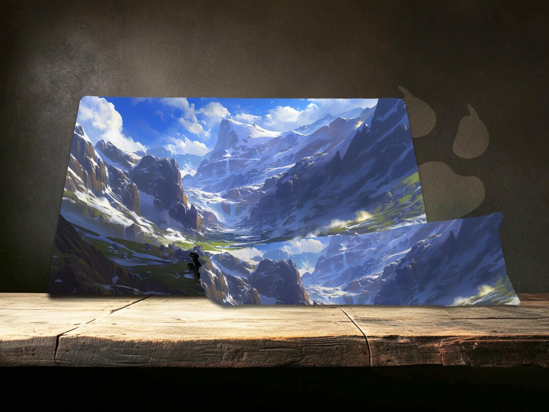 Snow - Capped Ridges and Sunny Valleys Multi-functional Playmat: Desk ...