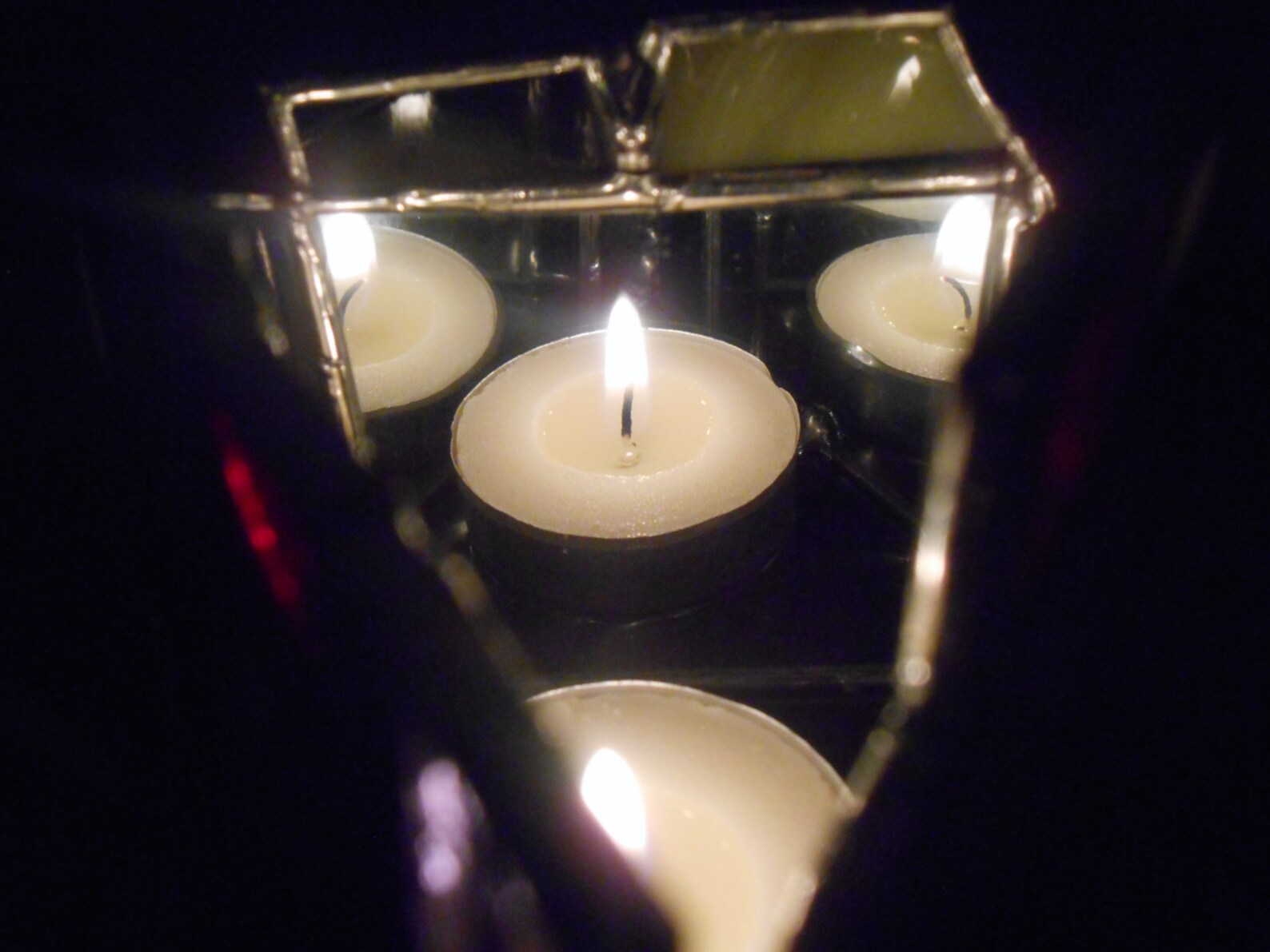 Rainbow Reflections Mirror Triangle Shaped Stained Glass Candle Holder ...