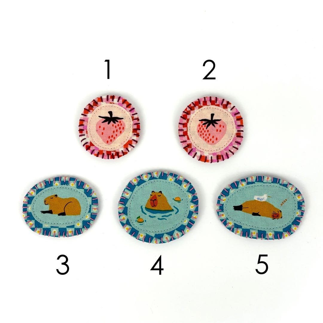 Capybara & Strawberry Fussy Cut Brooch Ruby Star Society - Etsy