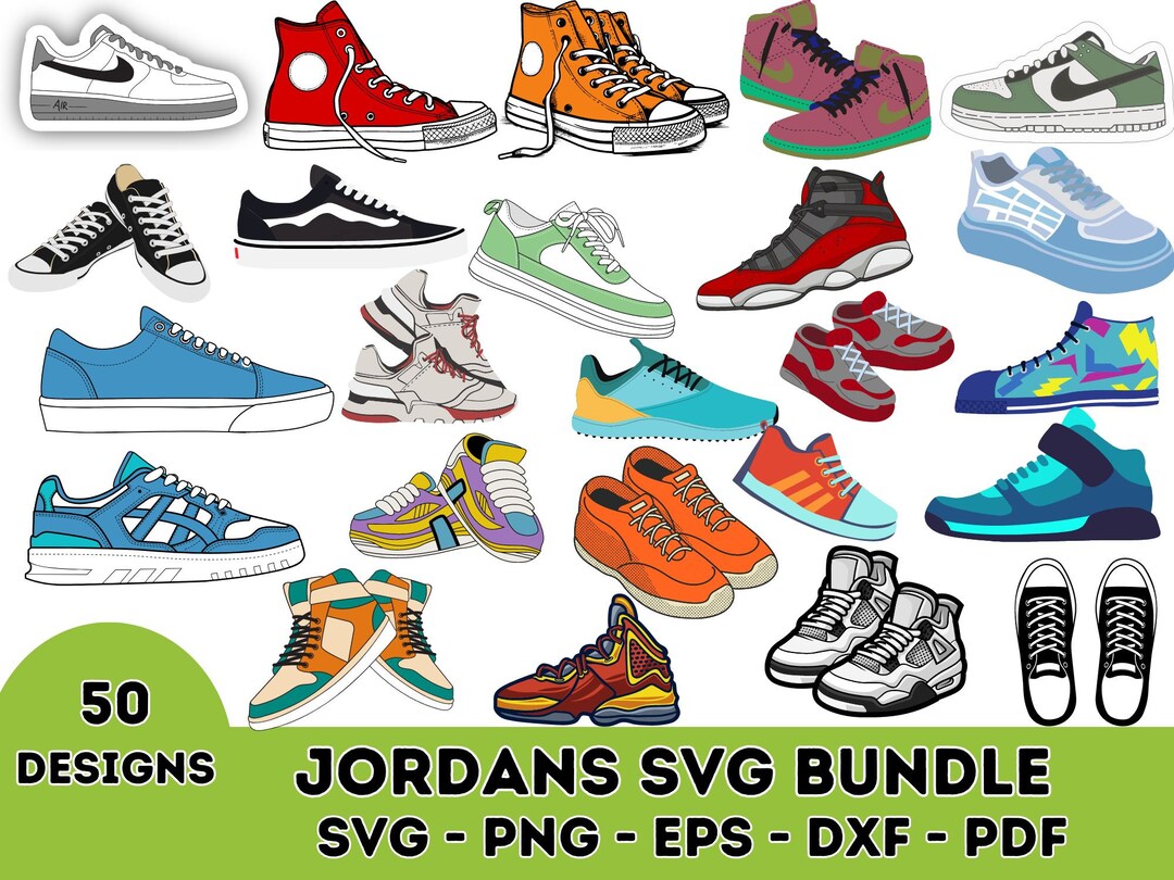 50 Sneakers SVG Bundle Sneakers Sneakers Clipart Sneakers Svg Cut File ...