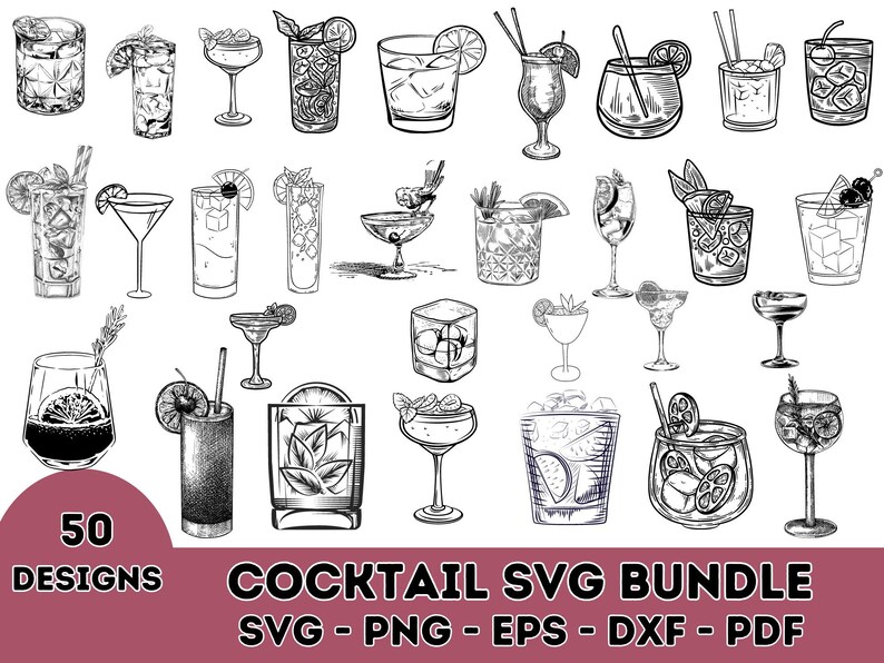 Cocktails SVG, Cocktail Party SVG, Cocktail Clipart, Drinks SVG ...