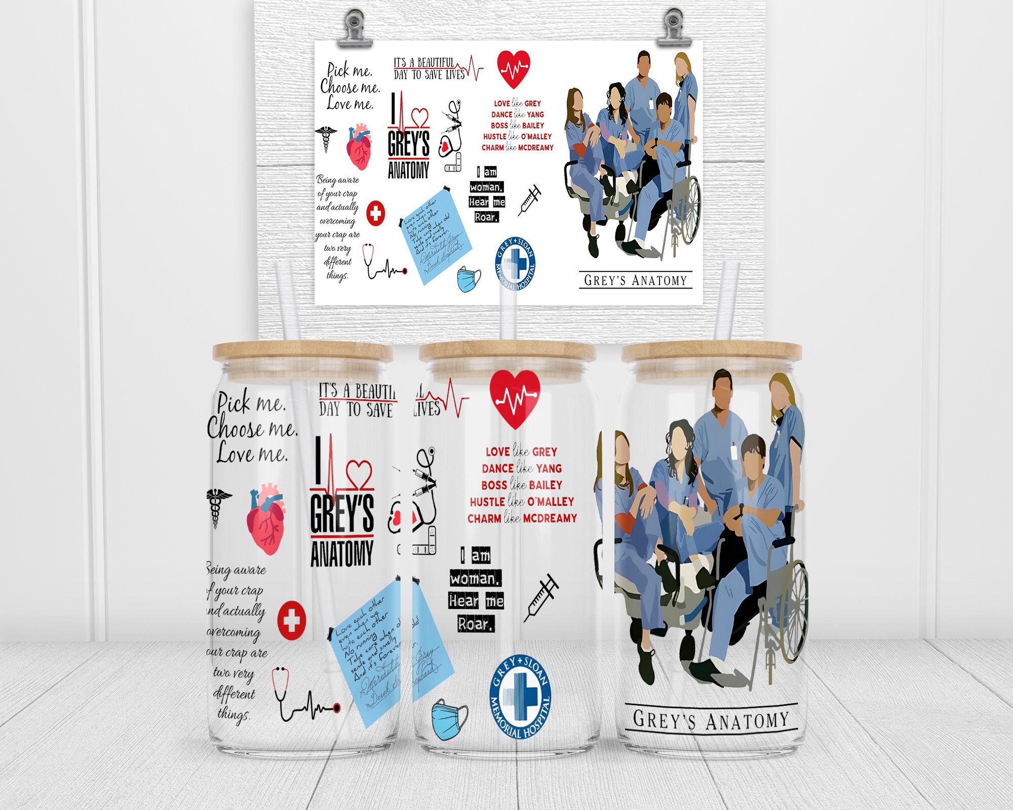 Greys Wrap, Anatomy Libbey Glass Can Wrap, Grey's 16oz Glass Can ...