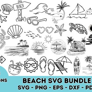 Beach Svg Bundle, Beach Clipart Svg Bundle, Summer Svg, Palm Tree Svg ...