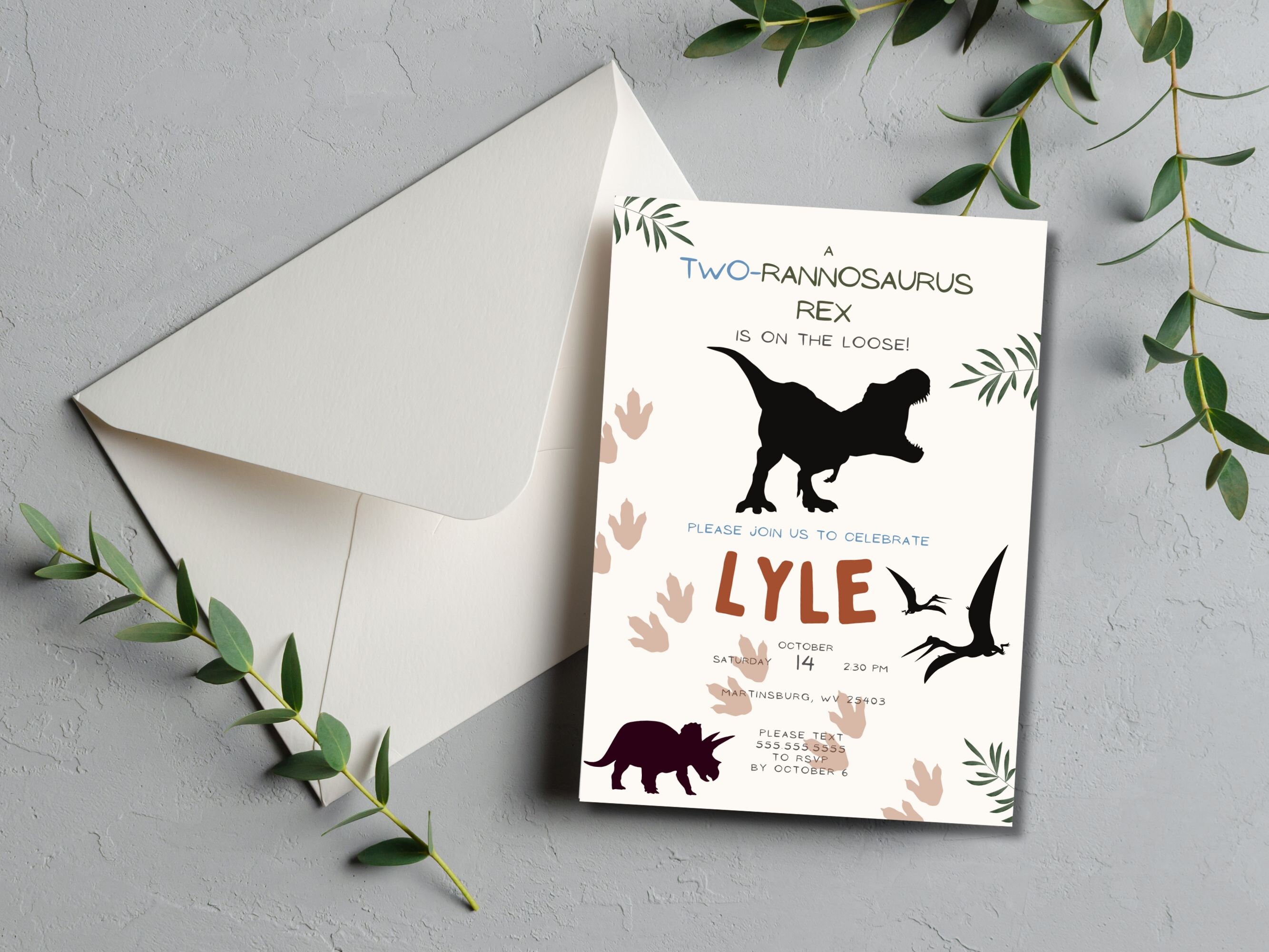 Two-rannosaurus Rex Invitation - Etsy